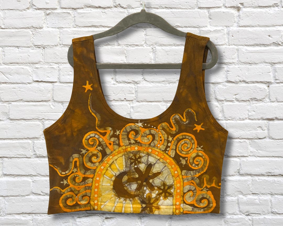 Sandy Sunset Batik Crop Top Hand Painted Batik Yoga Shirt Sports Bra - Etsy