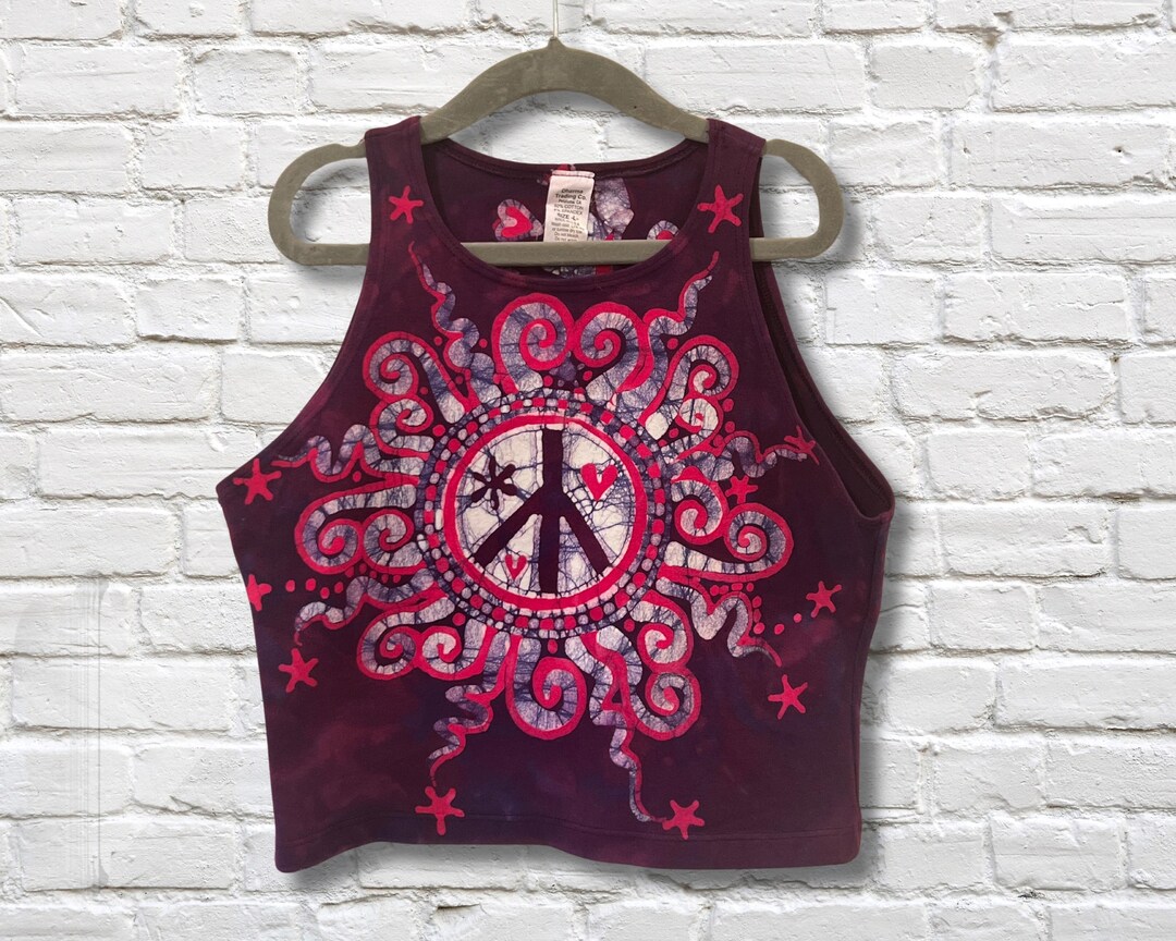 Dreamy Peace Batik Crop Top - Hand Painted Batik - Yoga Shirt - Sports ...