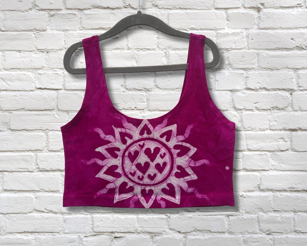 Love Blooms Batik Crop Top - Hand Painted - Yoga Shirt - Sports Bra ...