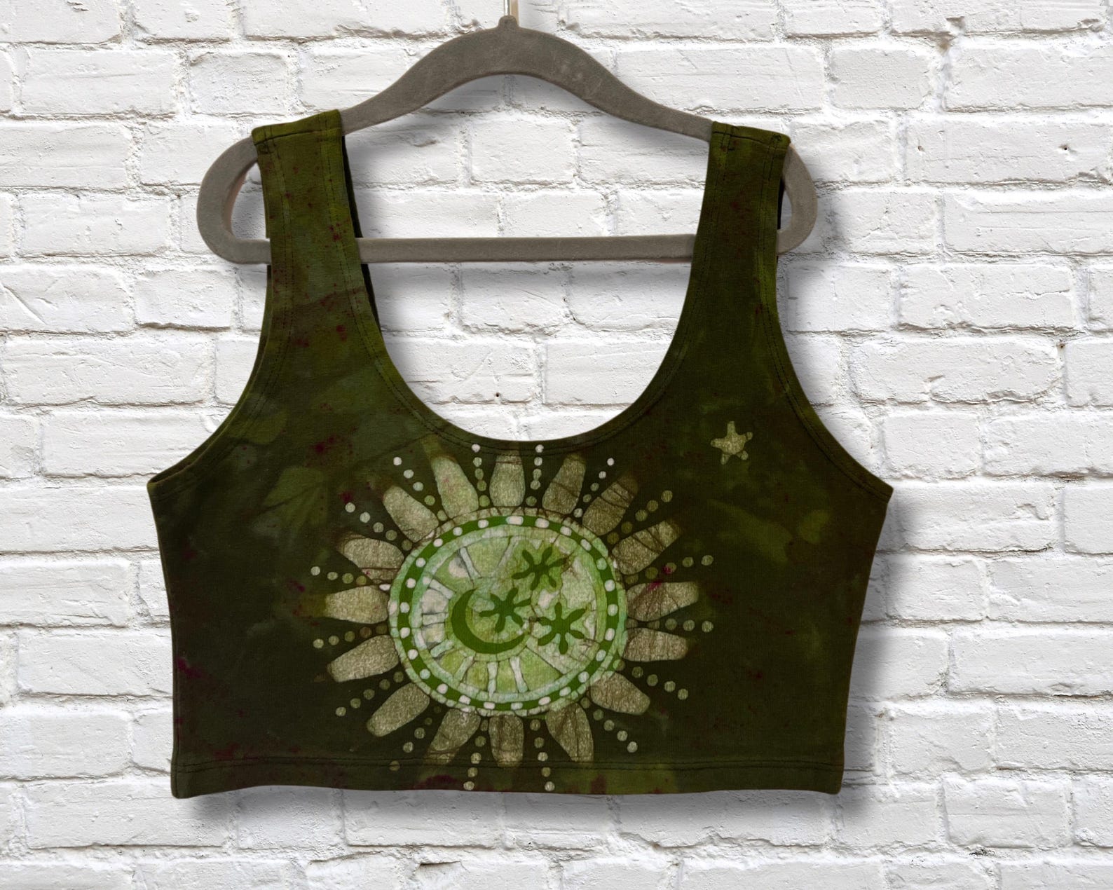 Camo Batik Crop Top - Hand Painted Batik - Yoga Shirt - Sports Bra ...