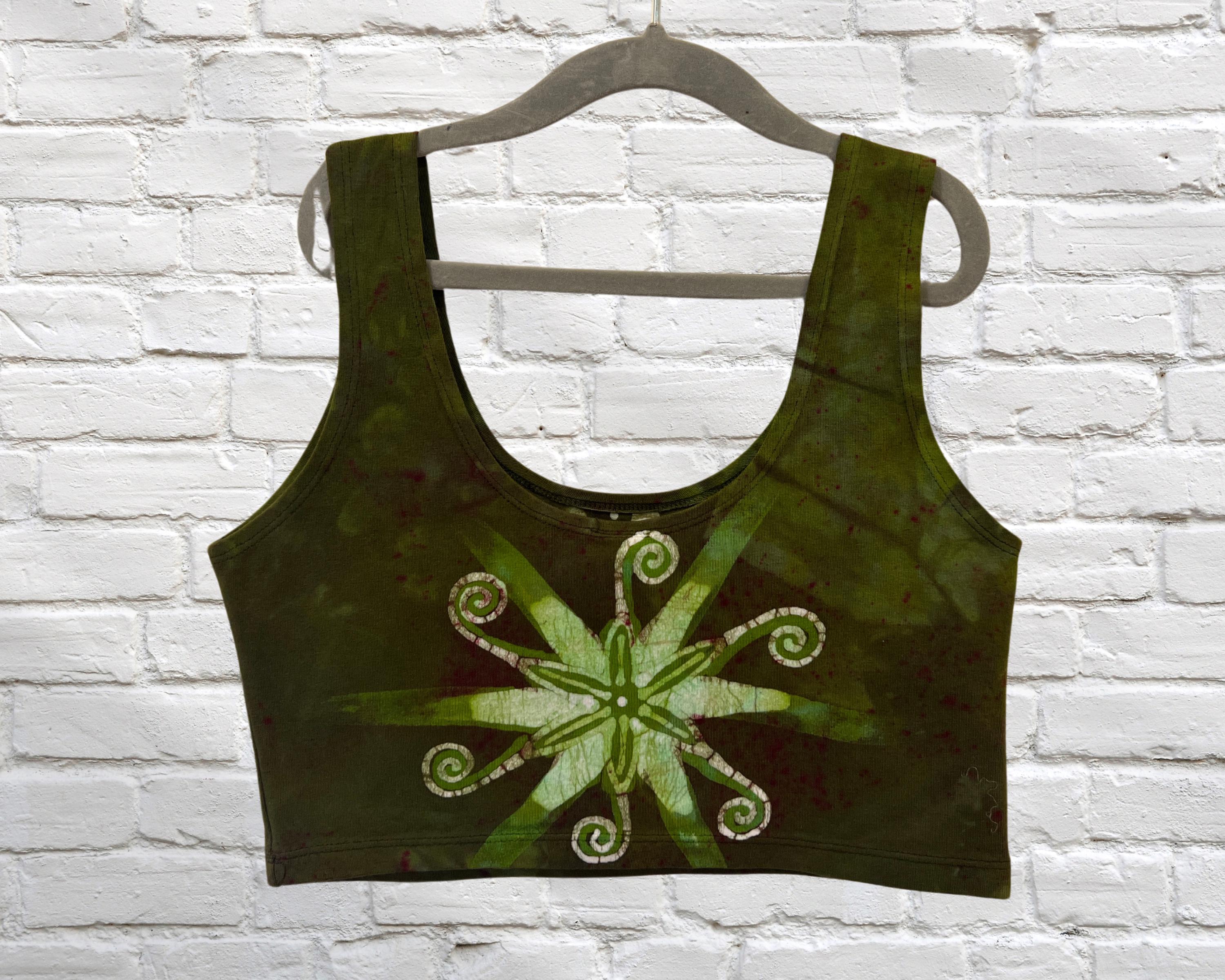 Camo Batik Crop Top - Hand Painted Batik - Yoga Shirt - Sports Bra ...