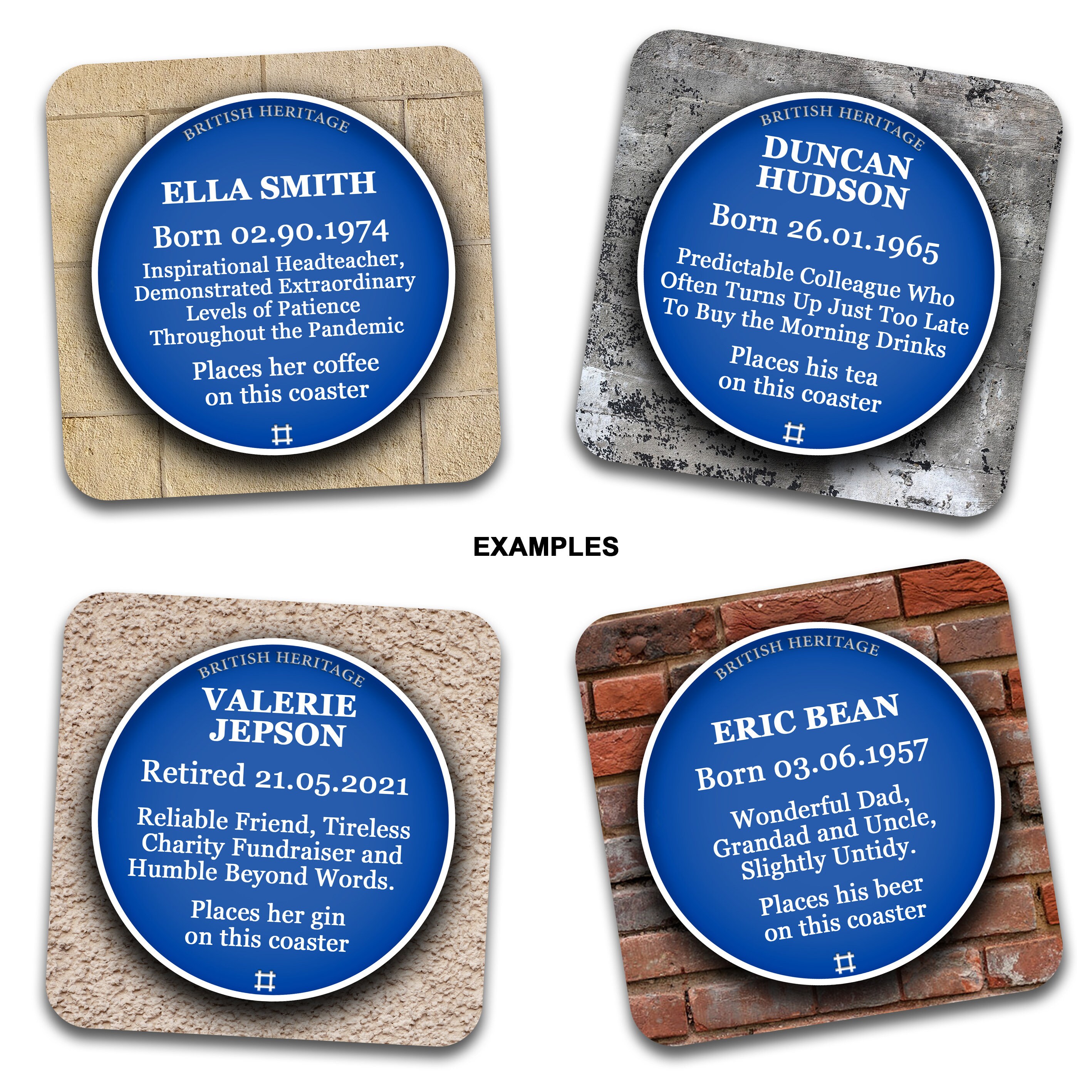 Individual Personalised 'blue Plaque' Coaster - Etsy UK