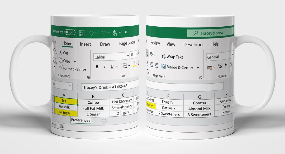 Personalised Spreadsheet, Accountant, Mathematician Etc Mug - Etsy UK