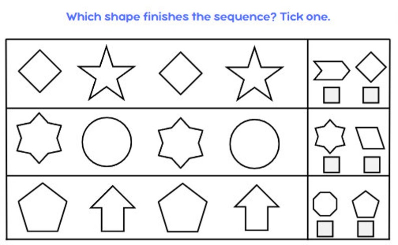 Pattern Sequence Matching Worksheet - Etsy