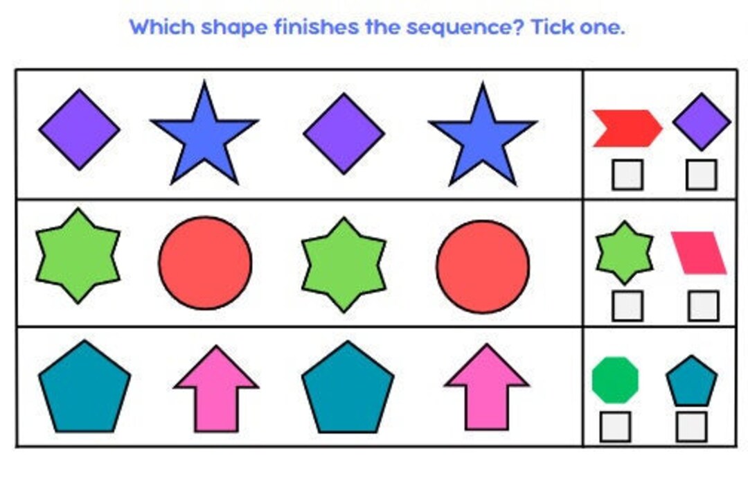 Pattern Sequence Matching Worksheet - Etsy