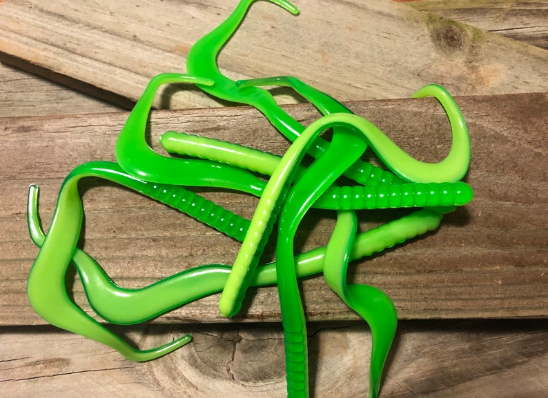 Plastic Molded Minnows and Curly Tail Worms for Fishing (packs of 12 ...