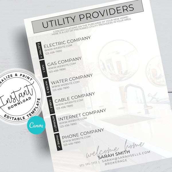 Real Estate Utility Sheet - Etsy