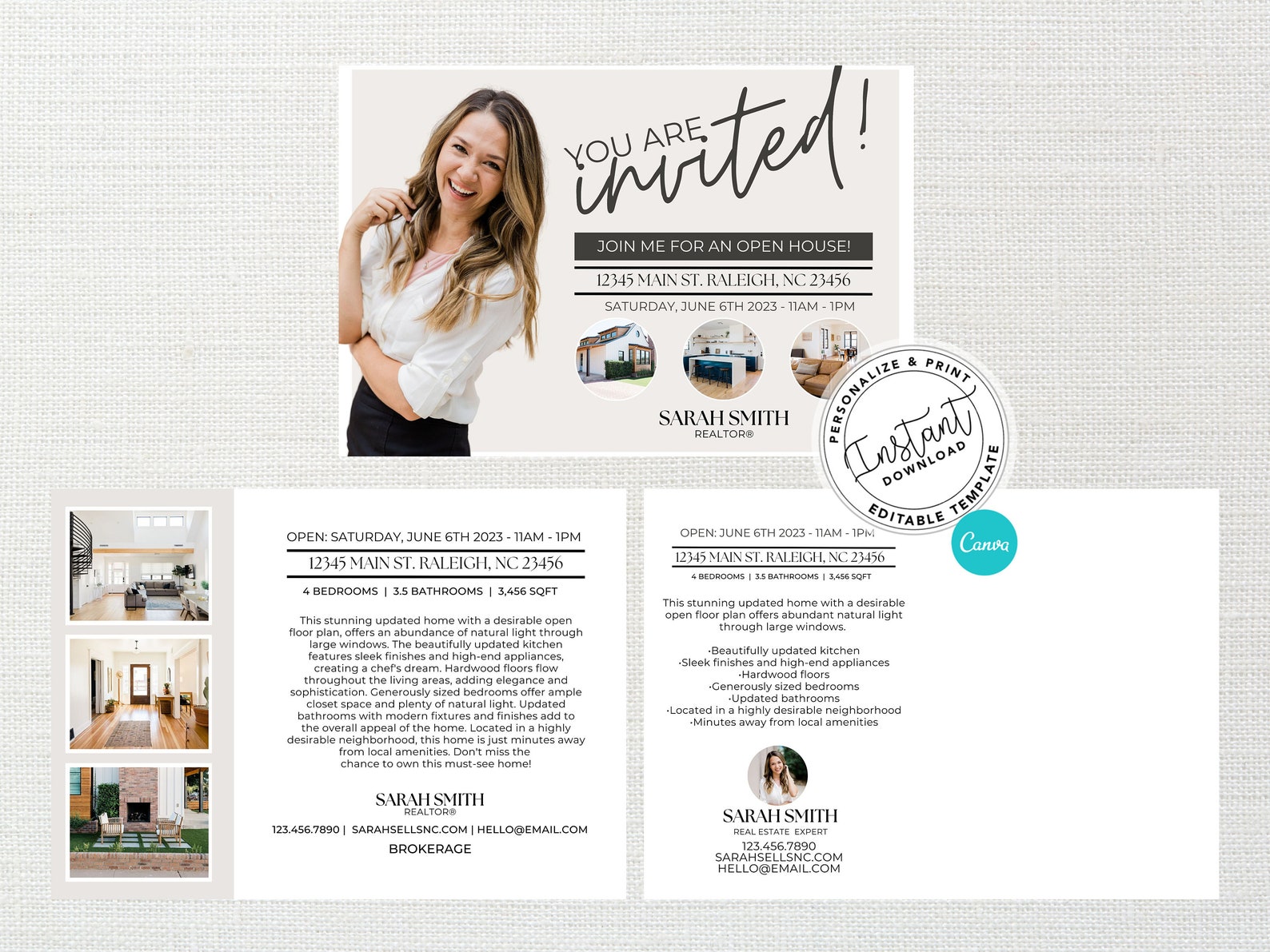Open House Invite, Real Estate Marketing, Canva Template, Open House ...