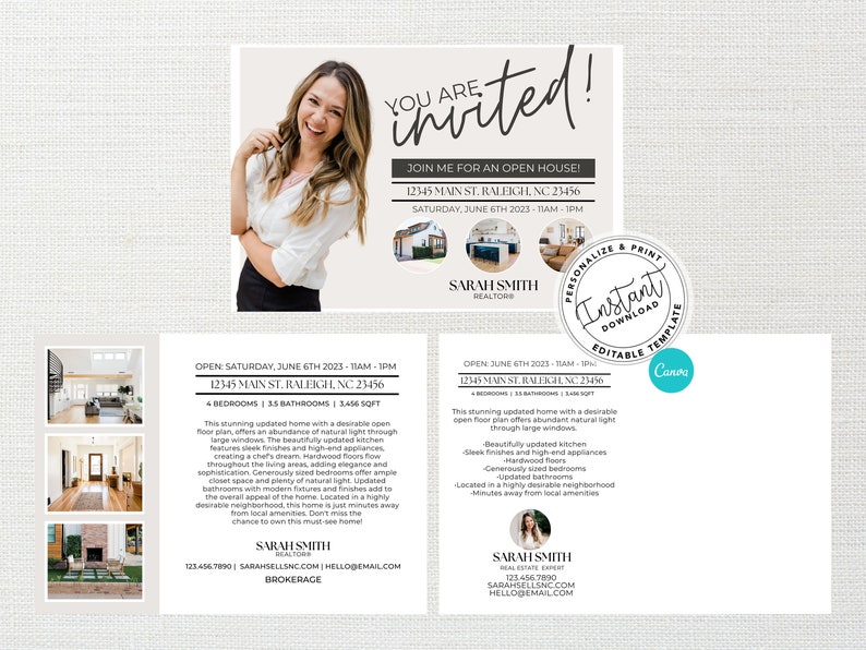 Open House Invite, Real Estate Marketing, Canva Template, Open House ...