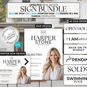 Real Estate Sign Bundle | Modern Yard Signs, Open House, Pointer Sign ...