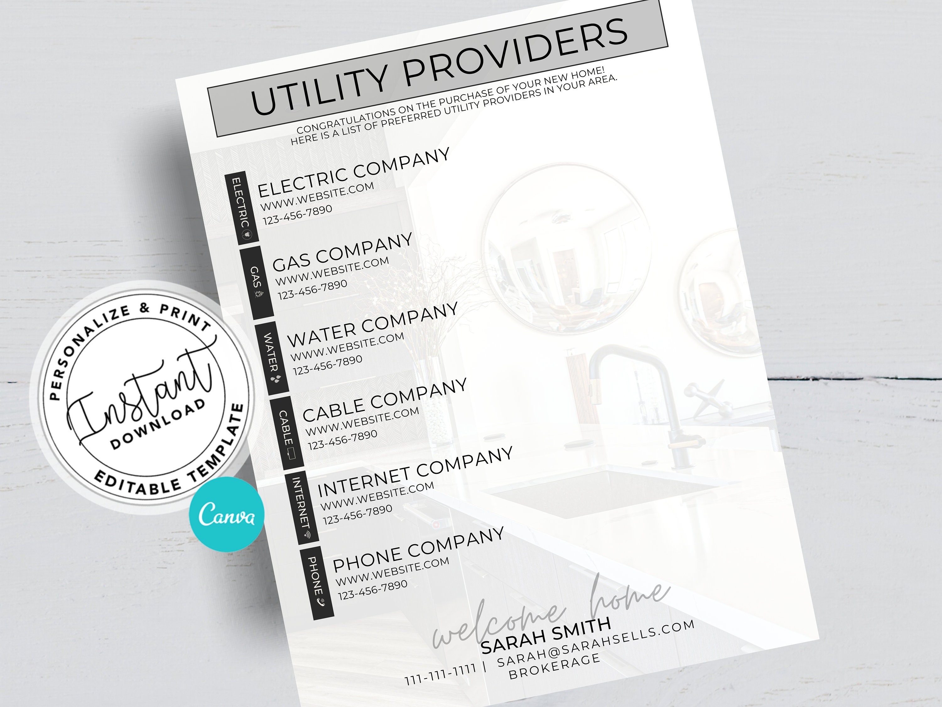 Utility Provider Template Utility Recommendations Canva | Etsy