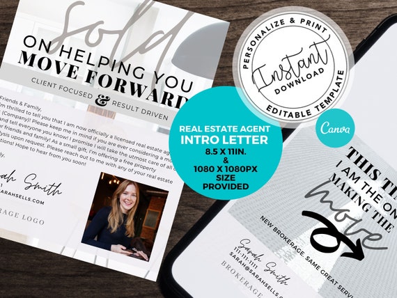 Real Estate New Agent Introduction Letter Template Real | Etsy