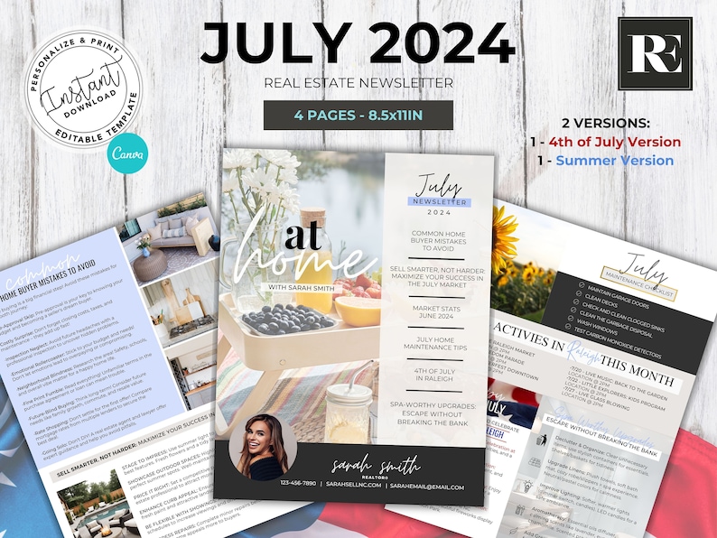 Real Estate July Newsletter: Canva Template, Agent Marketing (digital ...