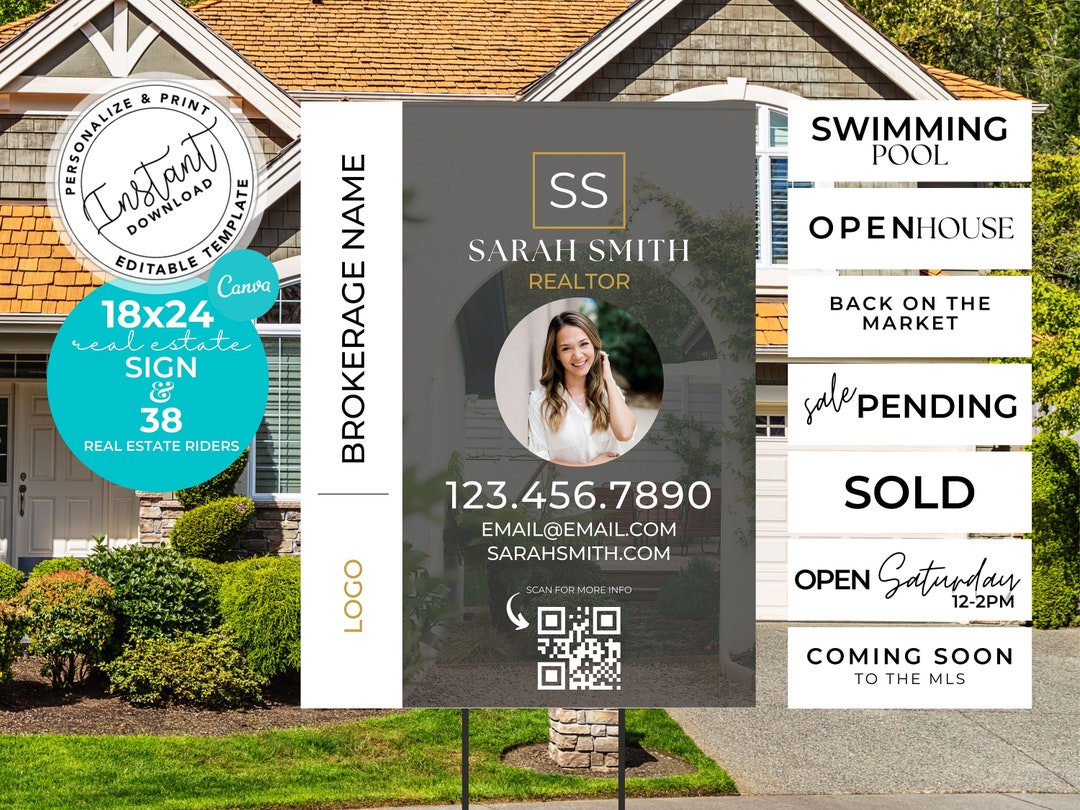 Real Estate Sign, for Sale Sign, Custom Sign, Modern for Sale Yard Sign ...
