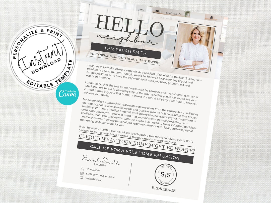 Agent Introduction Letter Template, Real Estate Marketing Template ...