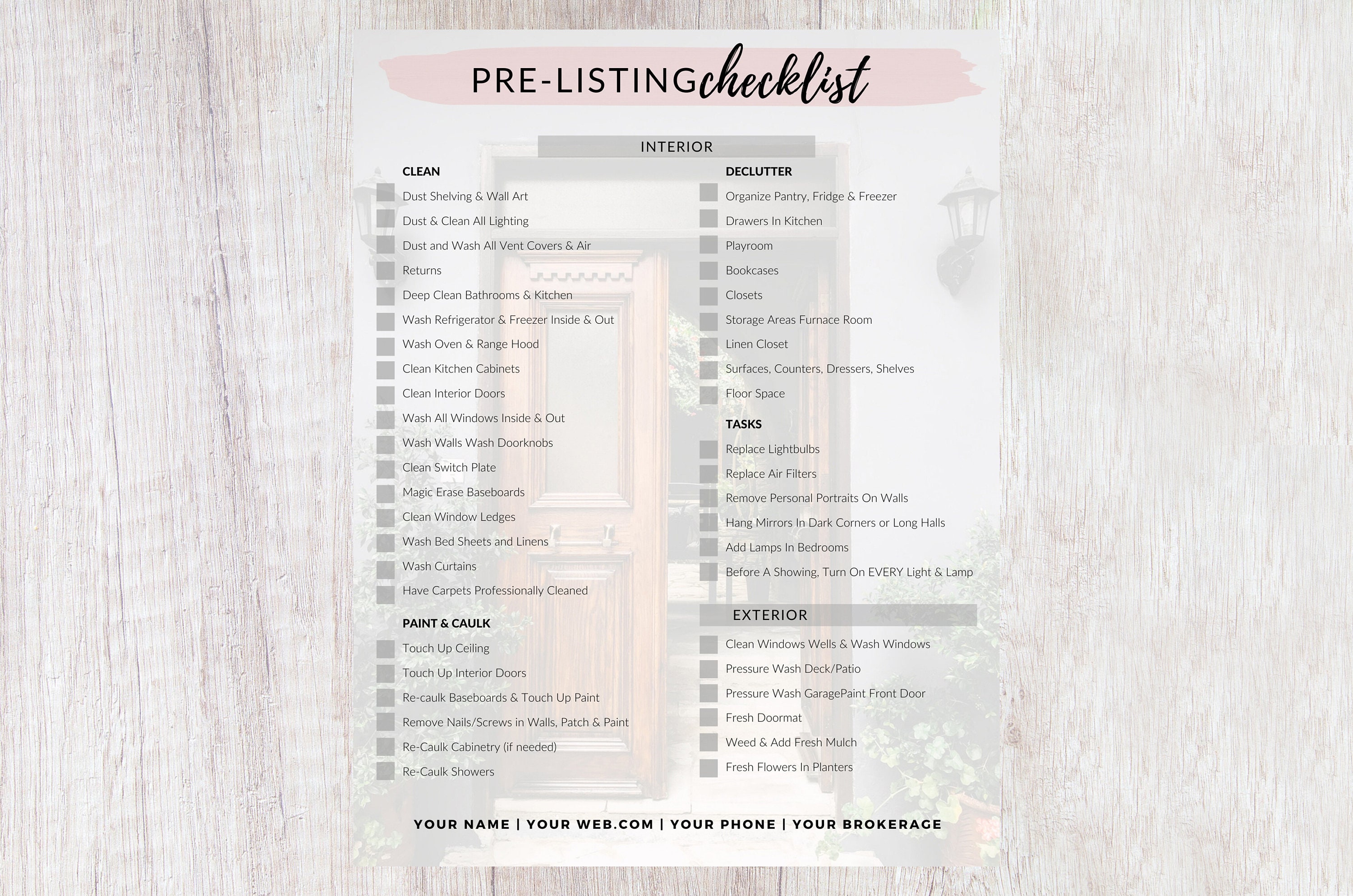 Real Estate Home Selling Checklist, Printable Pre Listing Checklist ...
