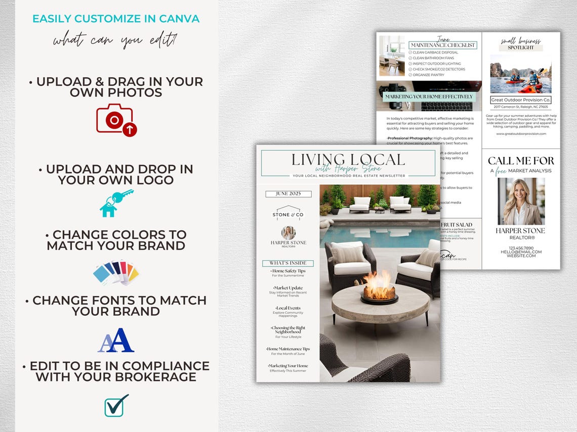 Real Estate Newsletter Template: June Marketing, Canva Editable ...