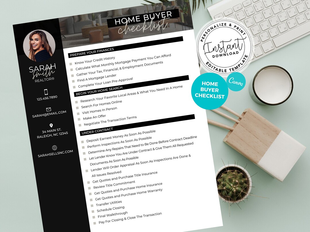 Real Estate Home Buyer's Checklist, Real Estate Marketing, Printable ...