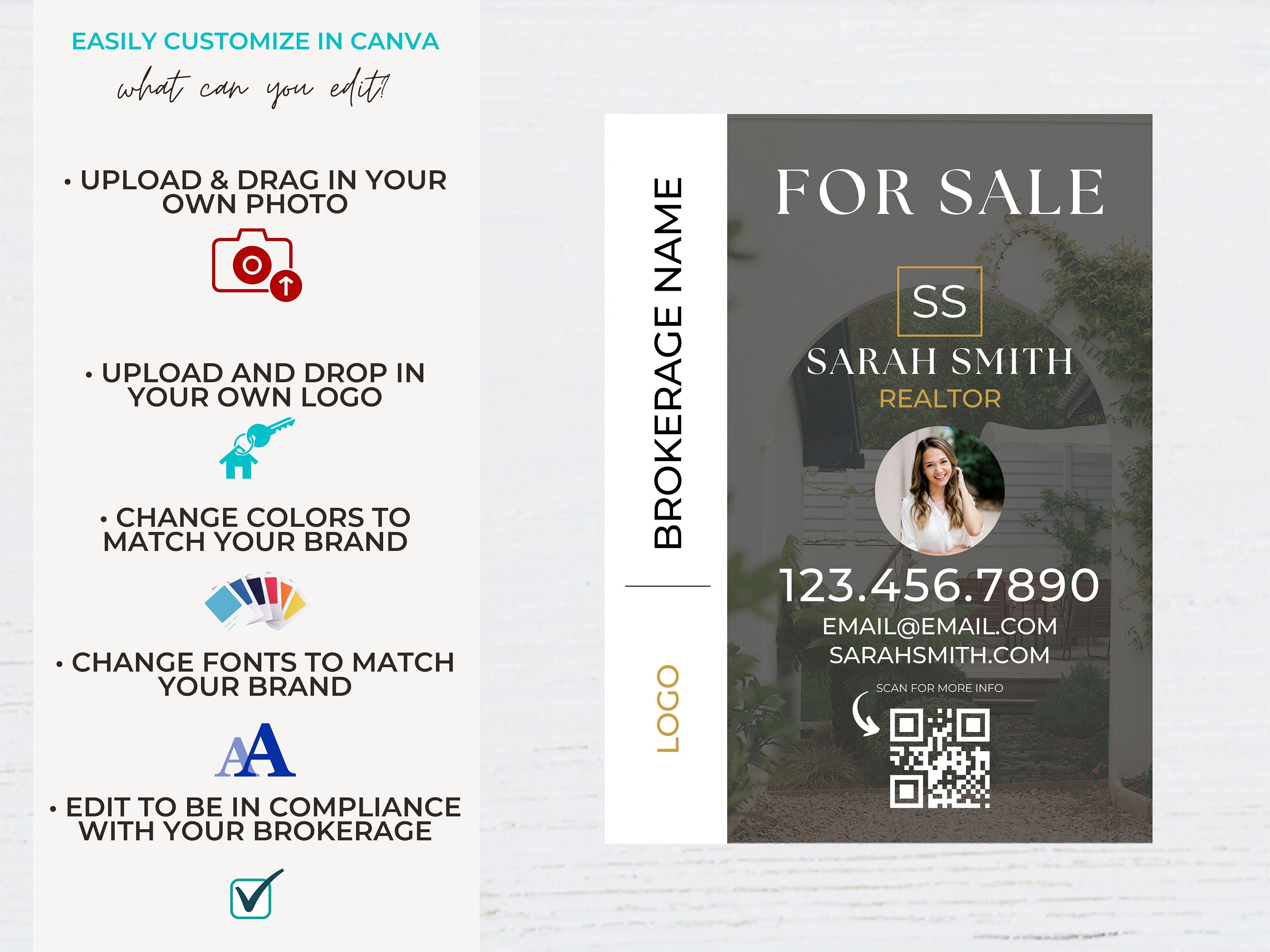 Real Estate Sign, for Sale Sign, Custom Sign, Modern for Sale Yard Sign ...