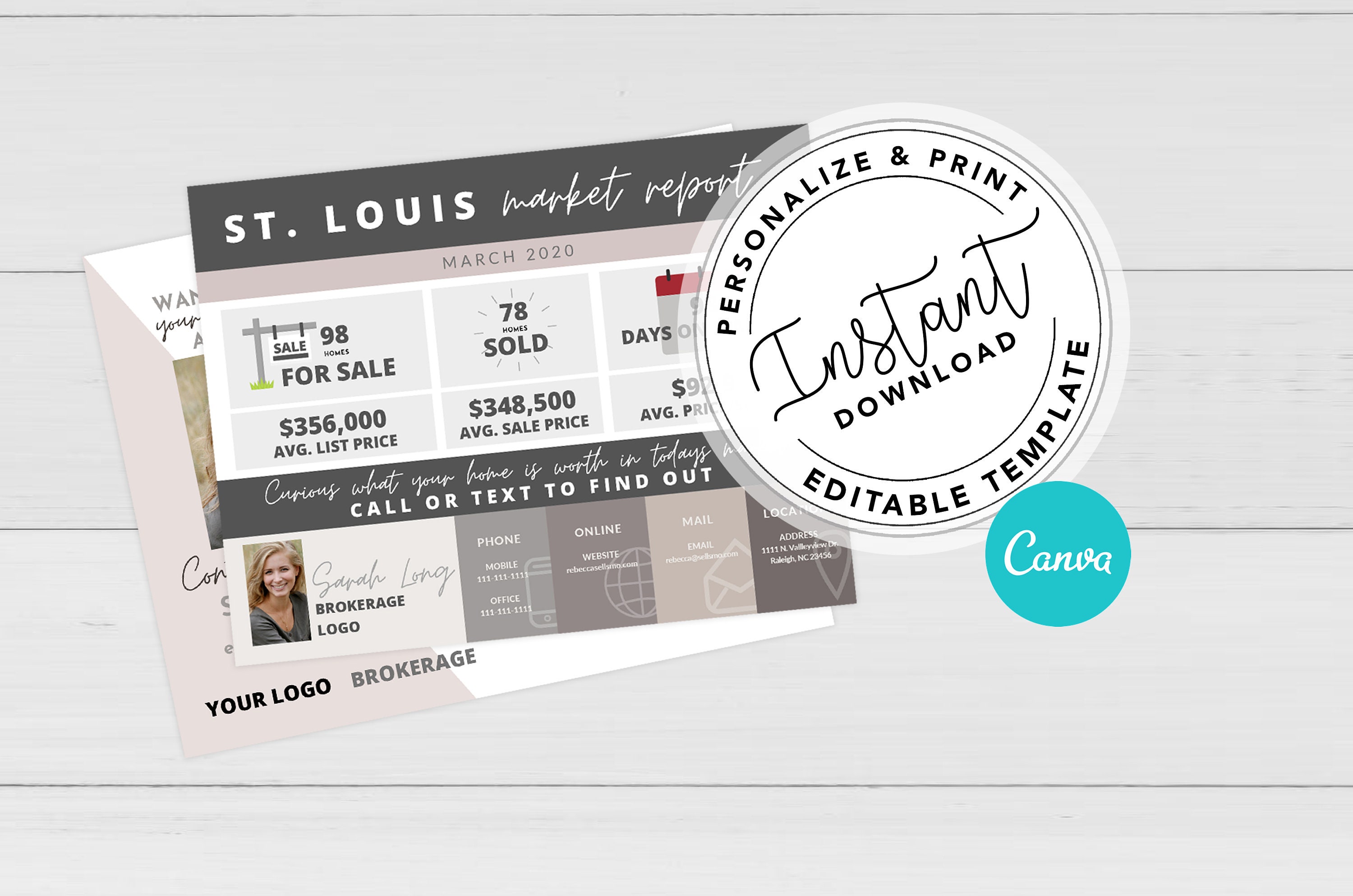 Real Estate Agent Market Statistics, Agent Postcard, Neighborhood ...