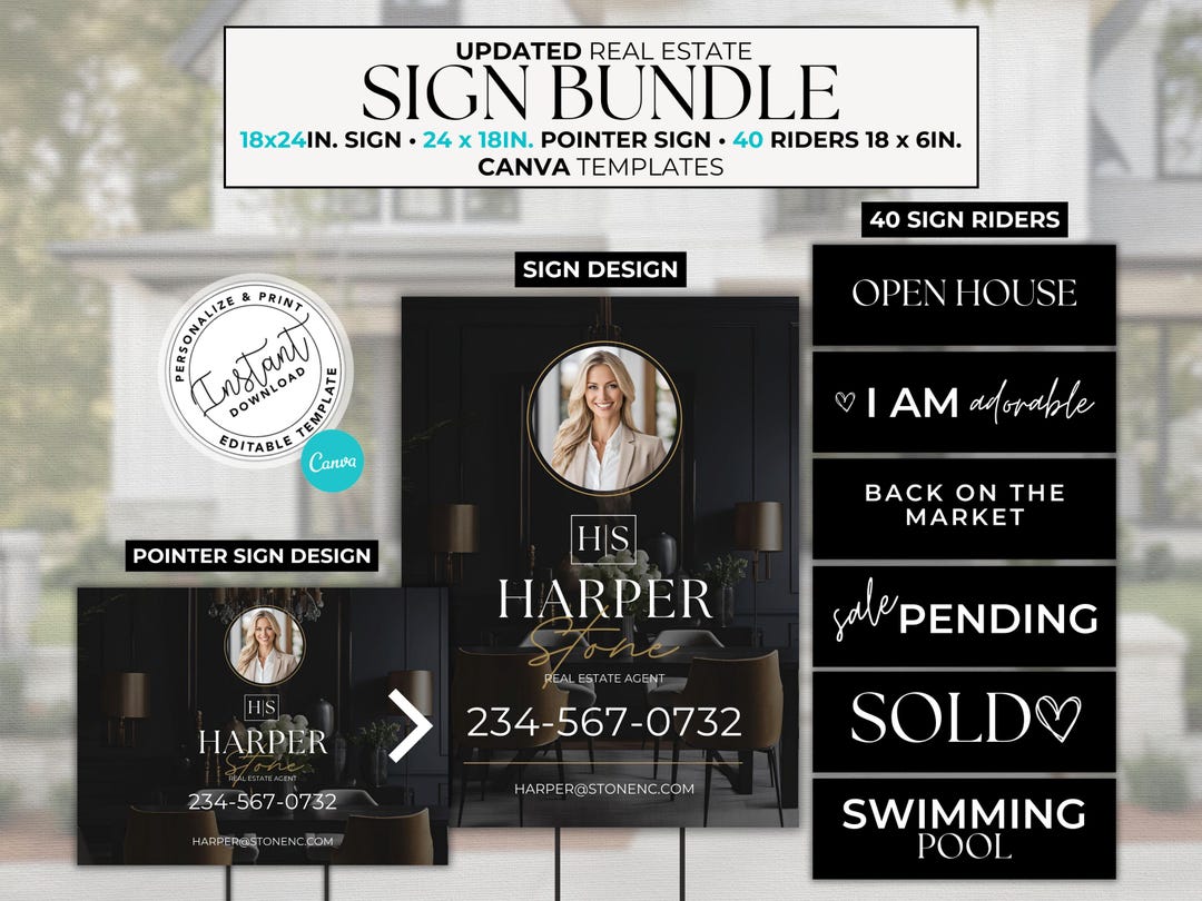 Real Estate Yard Sign Template, Open House, Canva Template, Modern for ...