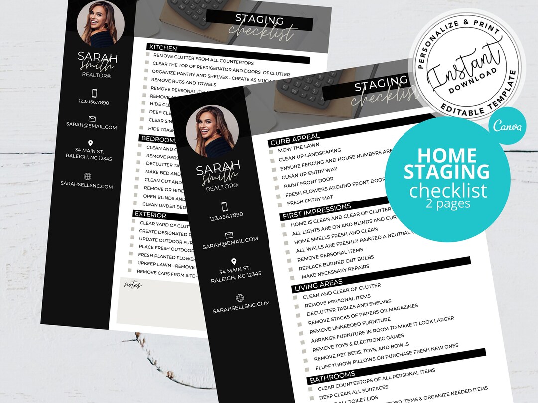 Home Staging Checklist, Real Estate Marketing, Listing Staging, Open ...