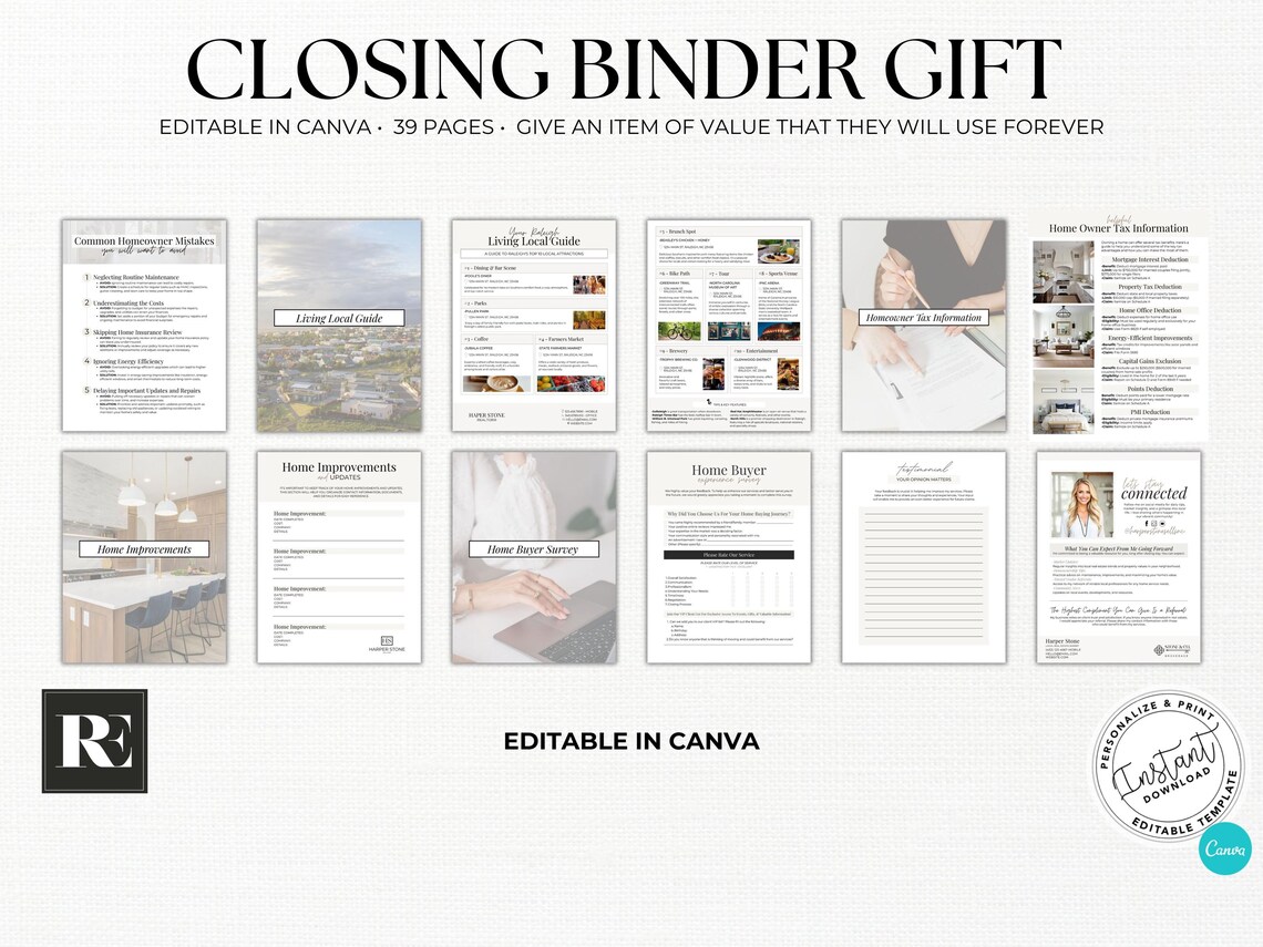 Closing Day Binder Template, Real Estate Closing Packet, New Homeowner ...