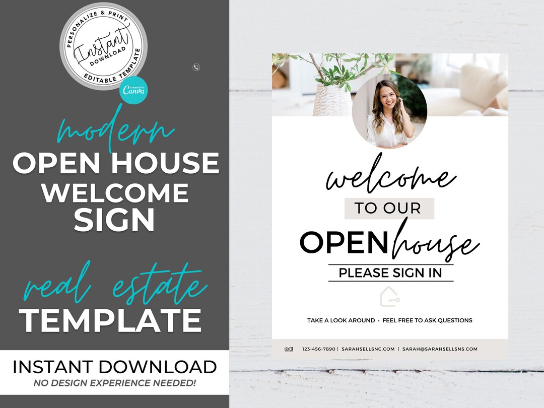 Printable Open House Welcome Sign, Real Estate Marketing, Open House ...