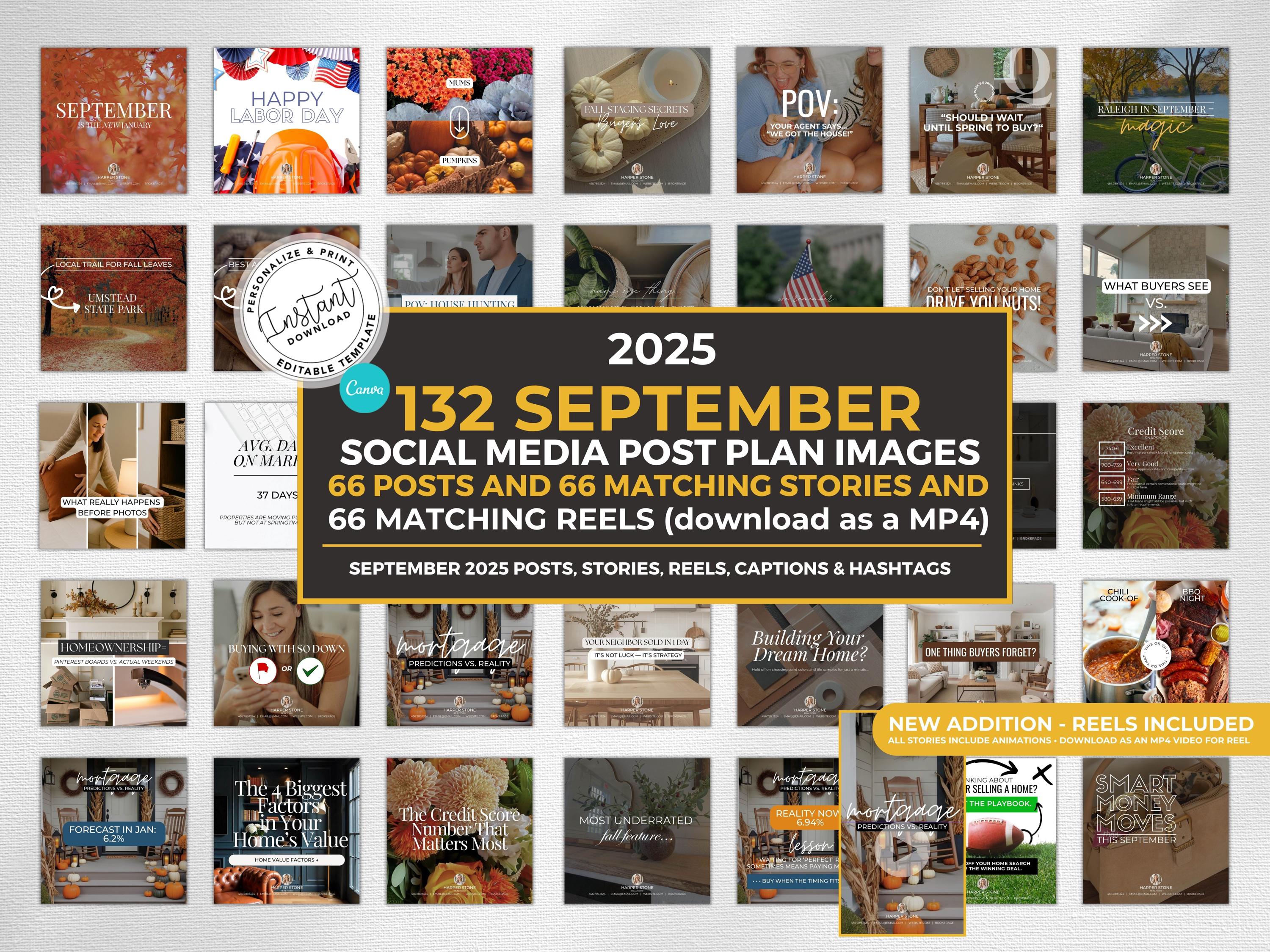 September 2025 Real Estate Social Media Posts, Realtor Canva Templates ...