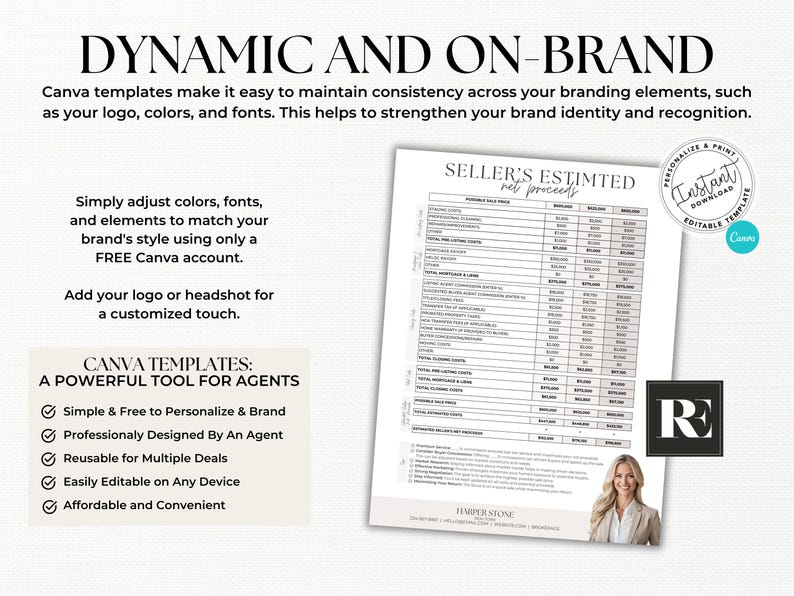 Realtor Seller Net Proceeds Sheet: Canva Template (digital Download) - Etsy