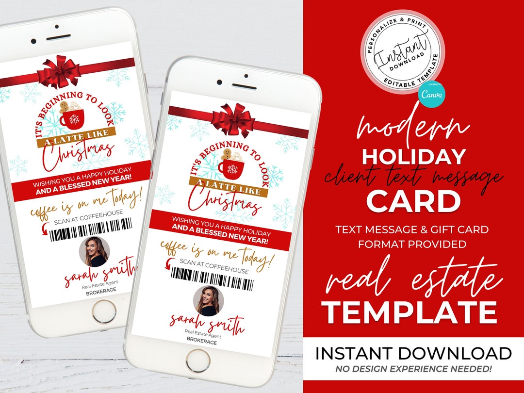 Textable Christmas Card, Real Estate Marketing, Canva Template, Real ...