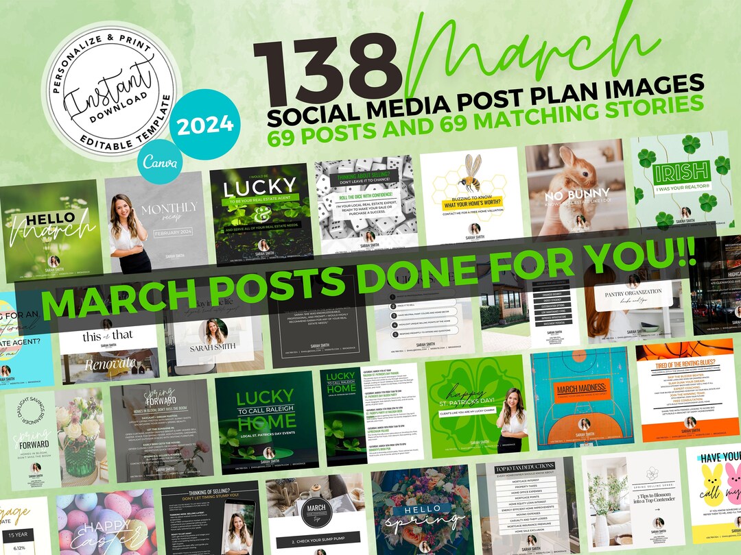 March Real Estate Social Media Templates: Canva Agent Posts (digital ...