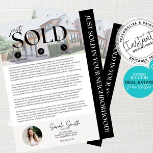 Home Seller Letter, Just Sold Letter, Real Estate Marketing, Real ...