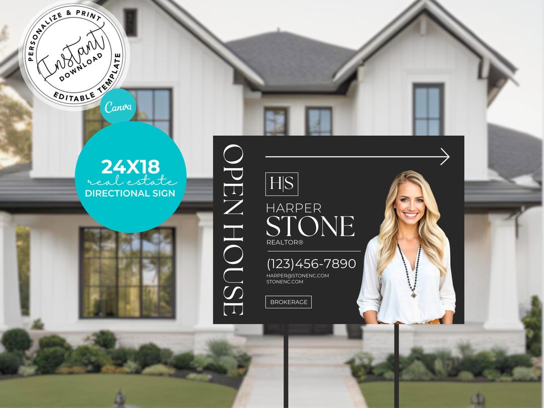 Real Estate Open House Pointer Signs Template, Real Estate Marketing ...