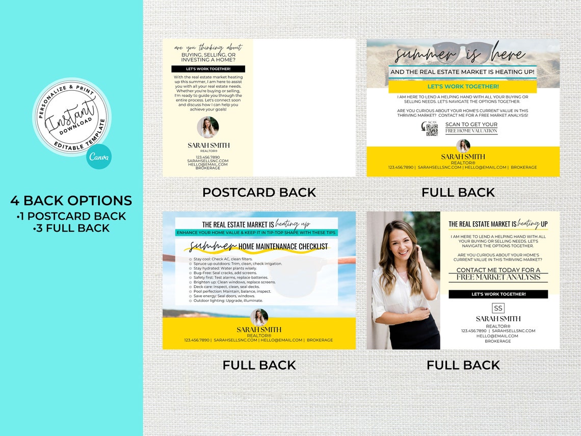 Real Estate Hello Summer Postcard, Real Estate Marketing, Agent Summer ...