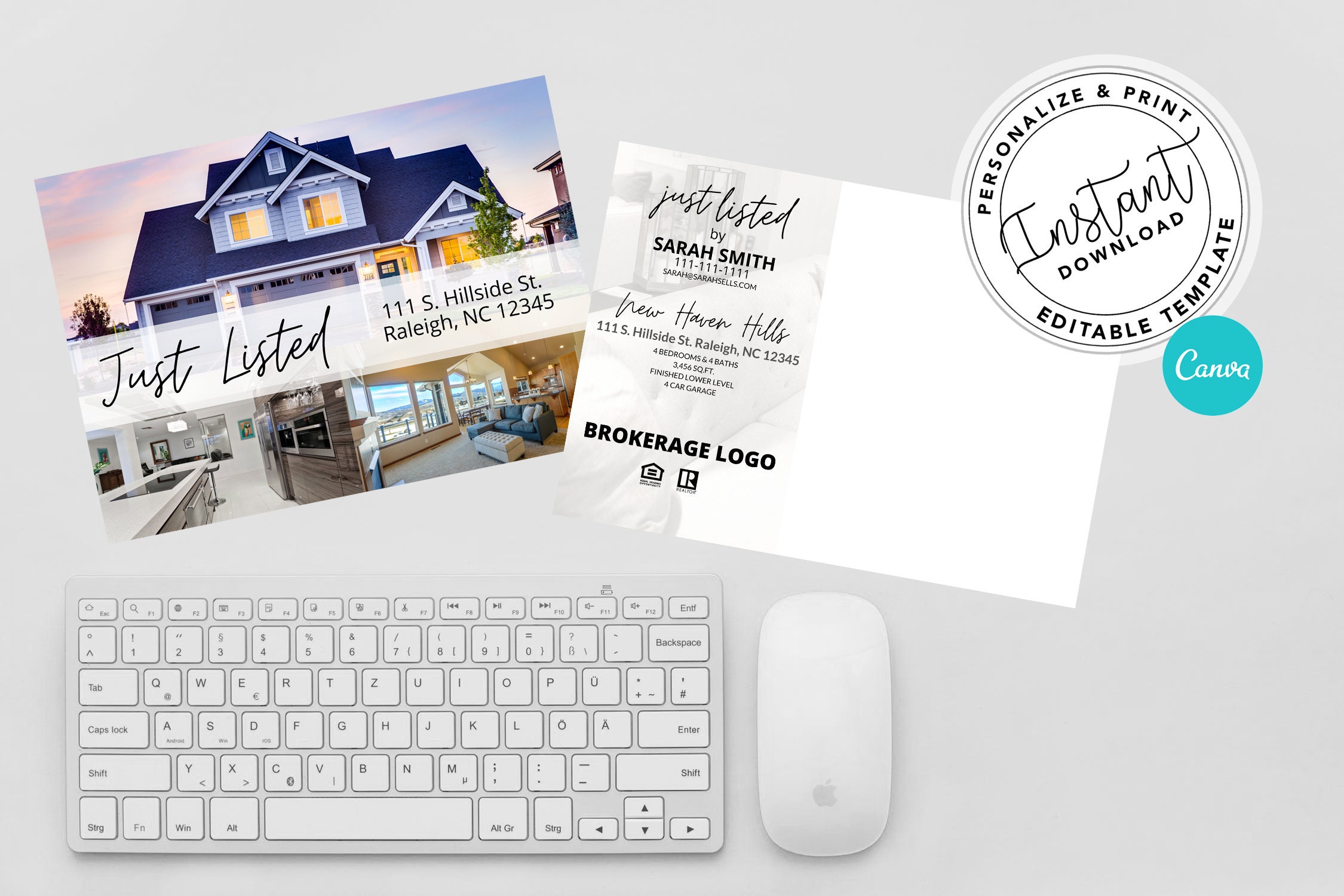 Real Estate Postcards Just Listed Real estate marketing | Etsy