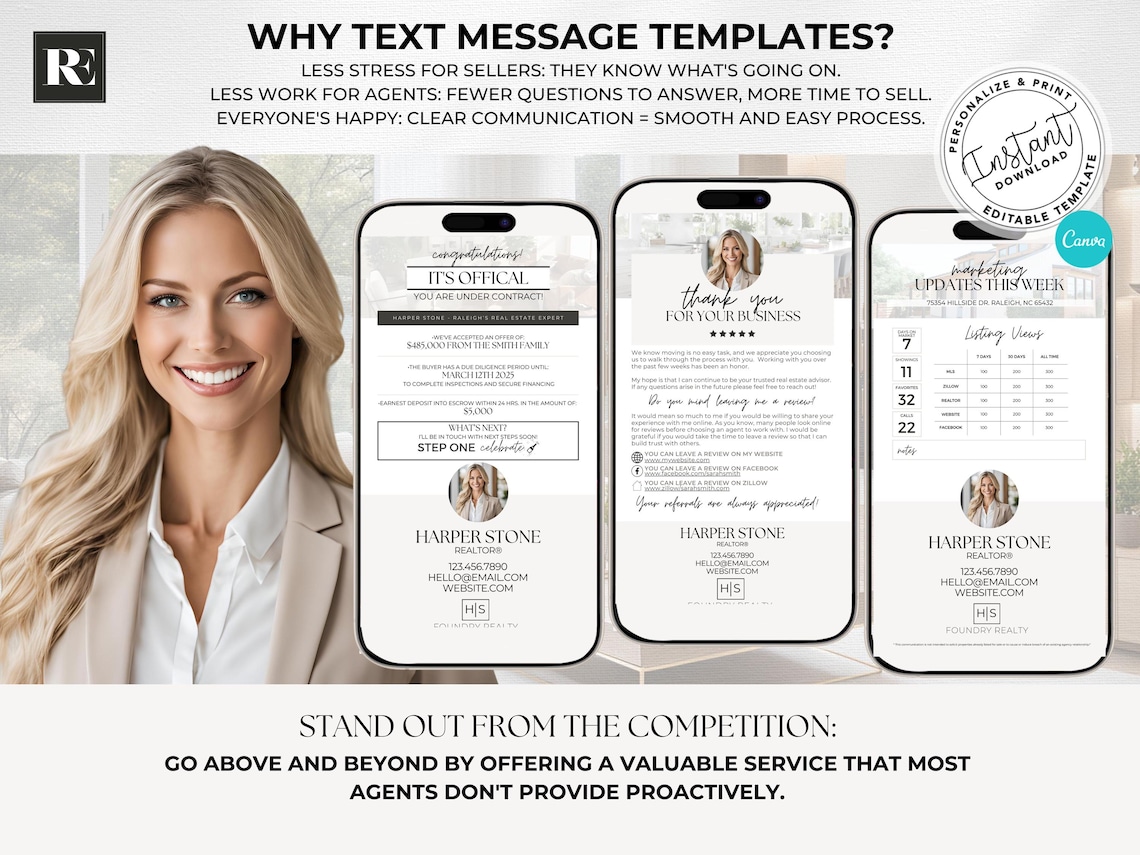 Seller Contract to Close Timeline Text Updates, Canva, Closing ...