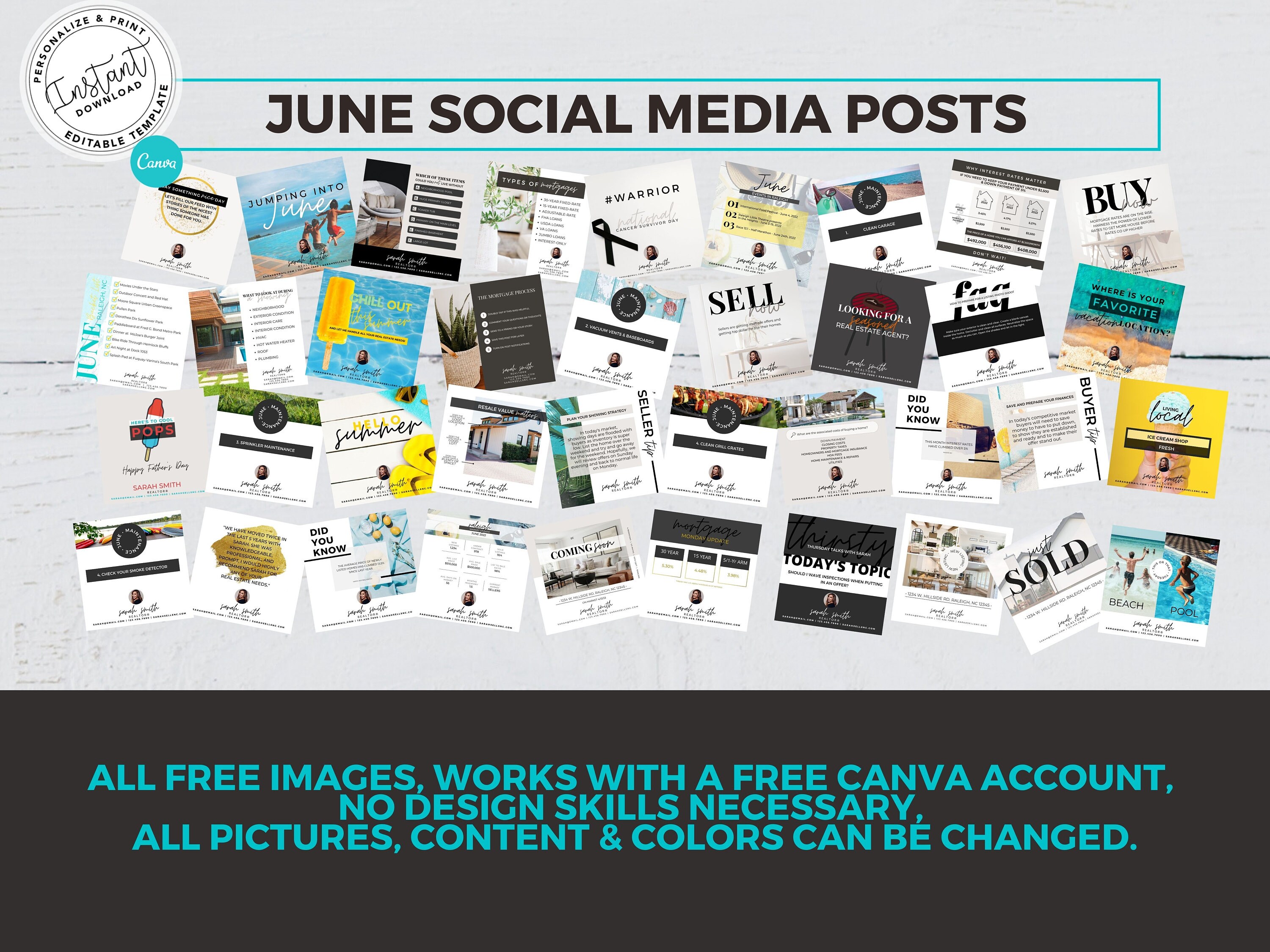 Real Estate June Social Media Posts Real Estate Marketing - Etsy