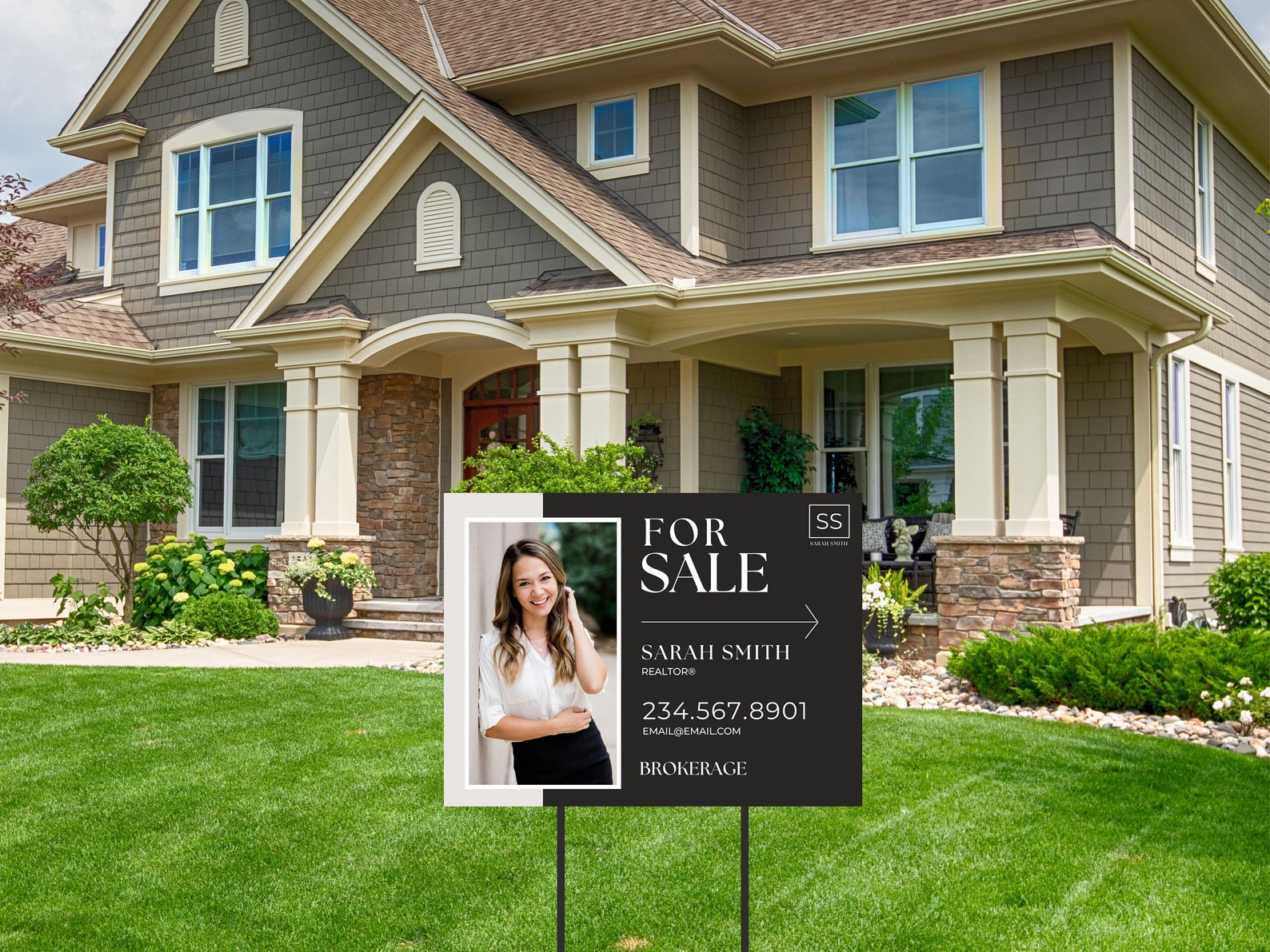 Real Estate Yard Sign, Open House Pointer, Real Estate Marketing, Canva ...
