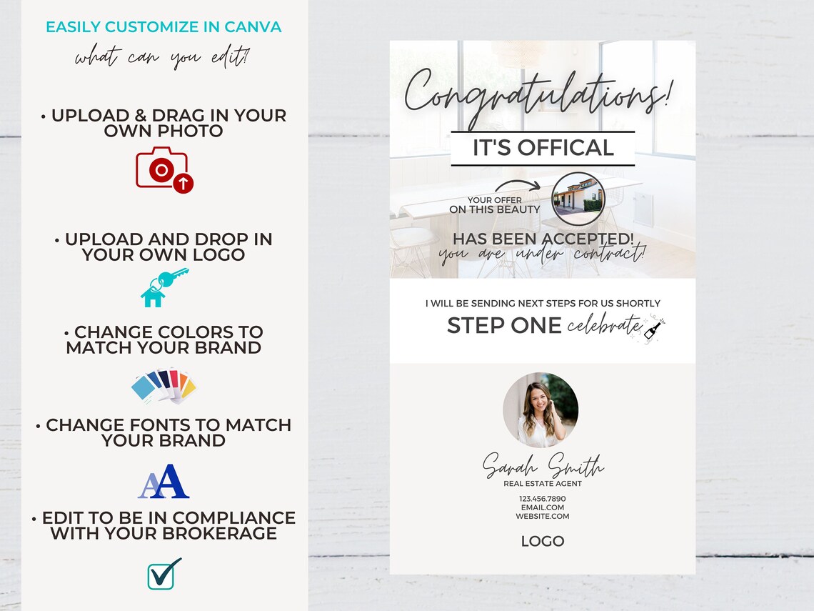 Digital Congrats Under Contract Card, Real Estate Marketing, Textable ...