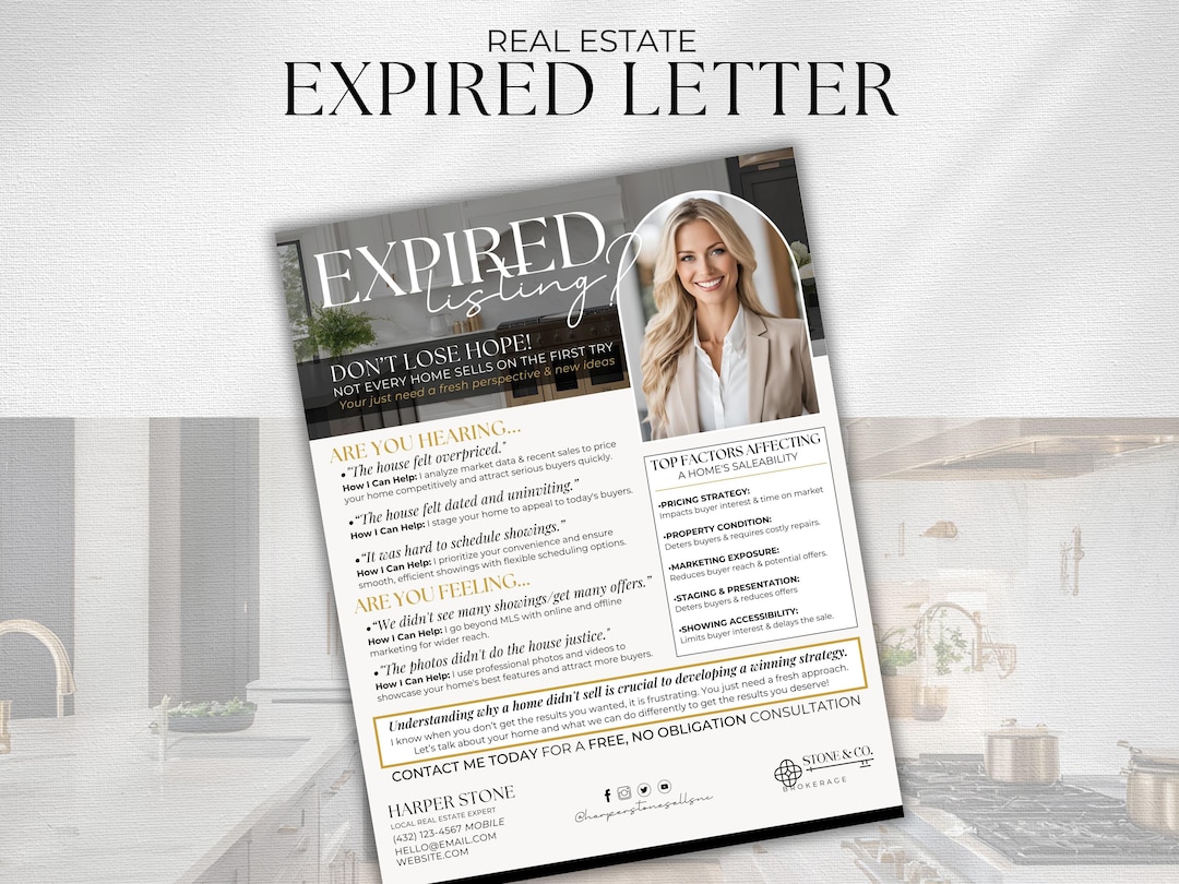 Real Estate Expired Listing Letter Template: Canva Flyer - Etsy