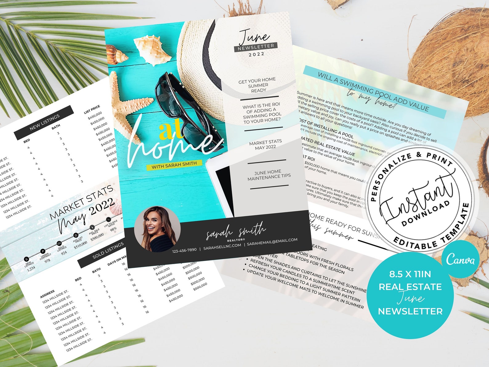 Real Estate June Newsletter Real Estate Marketing Summer - Etsy