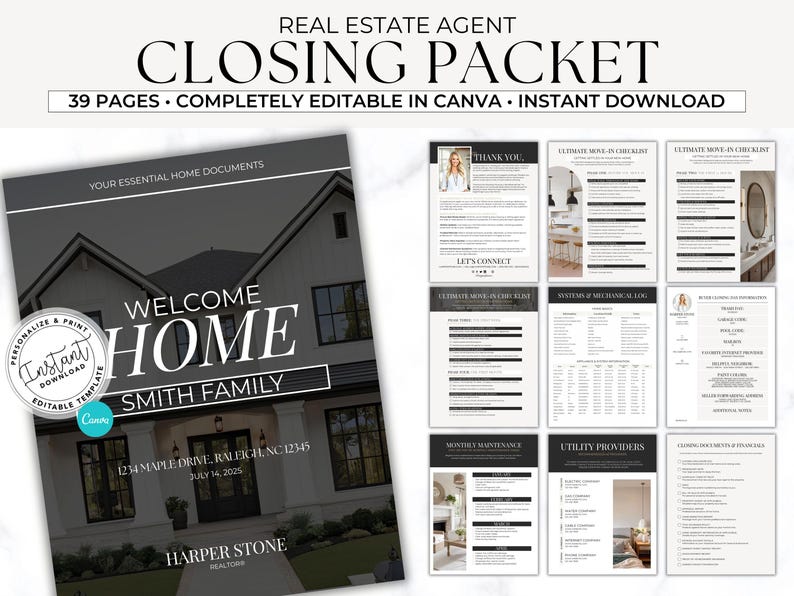 Closing Day Binder Template, Real Estate Closing Packet, New Homeowner ...