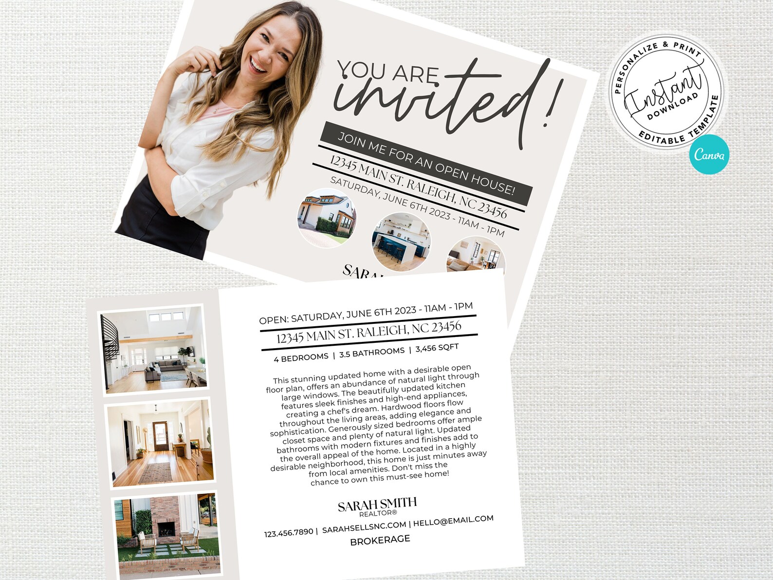 Open House Invite, Real Estate Marketing, Canva Template, Open House ...