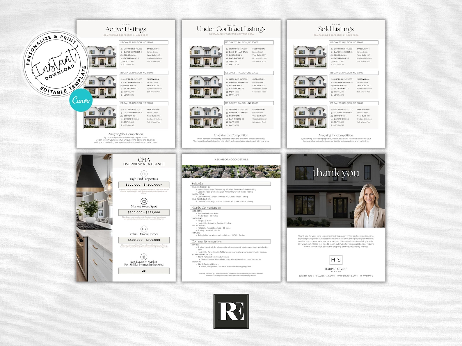 Appraisal Packet Template, CMA Canva Template, Real Estate Marketing ...