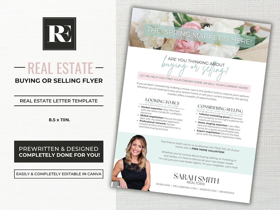 Spring Real Estate Buying or Selling Flyer, Hello Neighbor Flyer, Agent ...
