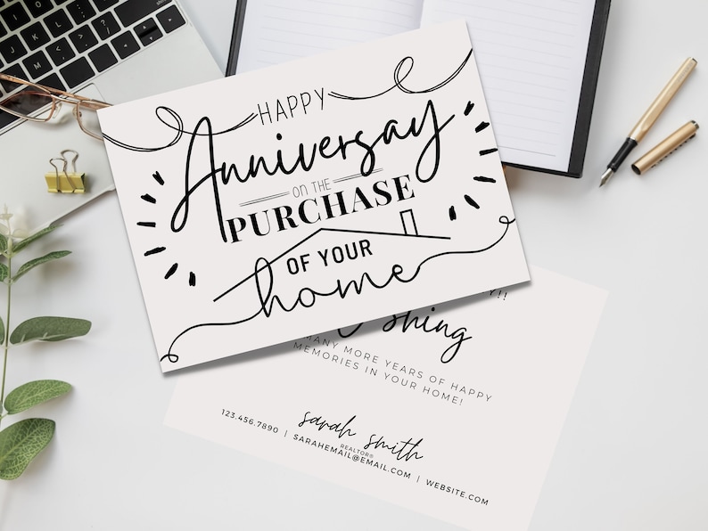 Happy Home Anniversary Card Real Estate Card Realtor House - Etsy
