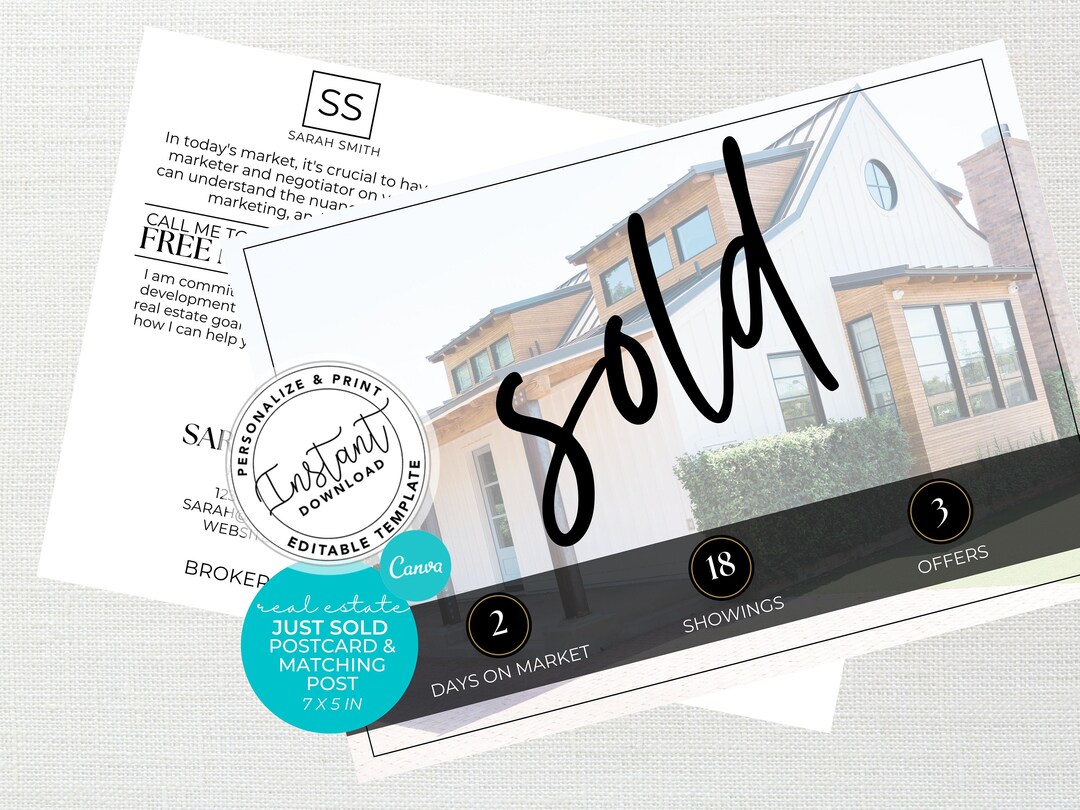 Just Sold Postcard, Real Estate Marketing, Real Estate Template, Just ...