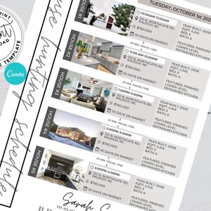 House Hunting Schedule,home Showing Schedule,notes/feedback Sheet, Real ...