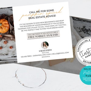 Real Estate Fall Postcard, Real Estate Marketing, Autumn Mailer, Fall ...